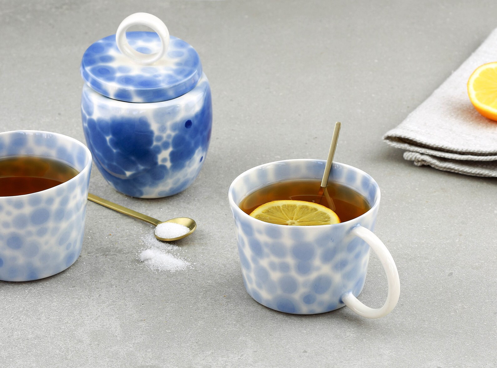 Porcelain Polka Blue Dots Container. Handmade Ceramic Sugar - Etsy