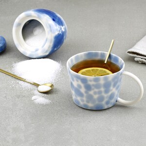 Porcelain Polka Blue Dots Container. Handmade Ceramic Sugar Basin ...