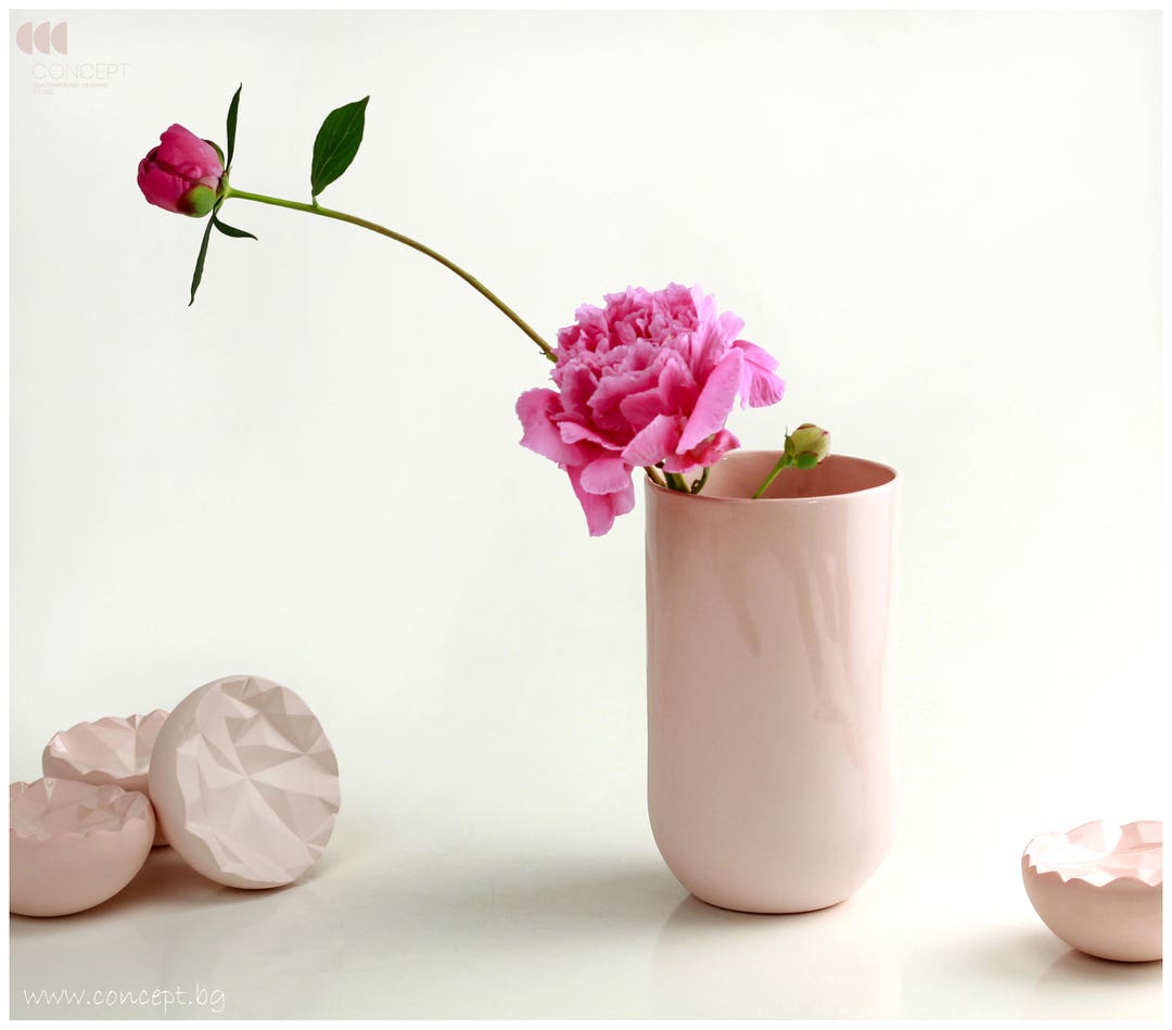 Contemporary Pink Porcelain Vase.housewarming Gift.handmade Ceramic ...