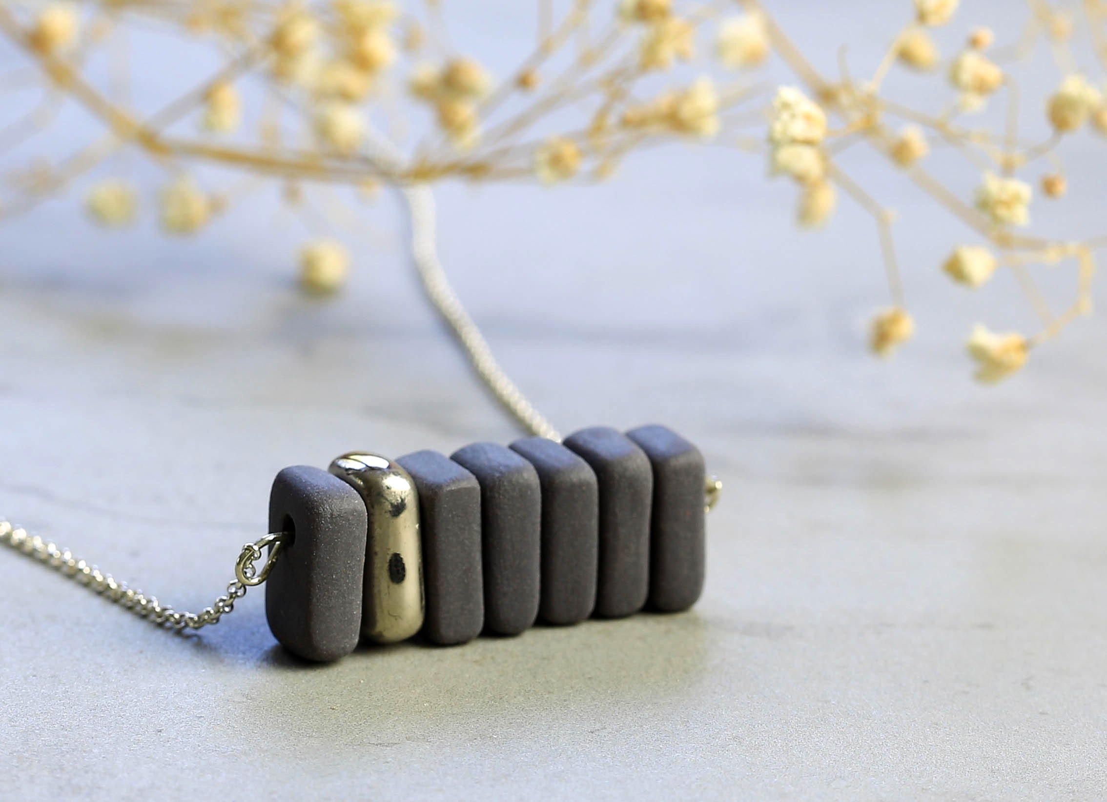 Minimalist Abstract Jewel. Ceramic Contemporary Thin Necklace ...