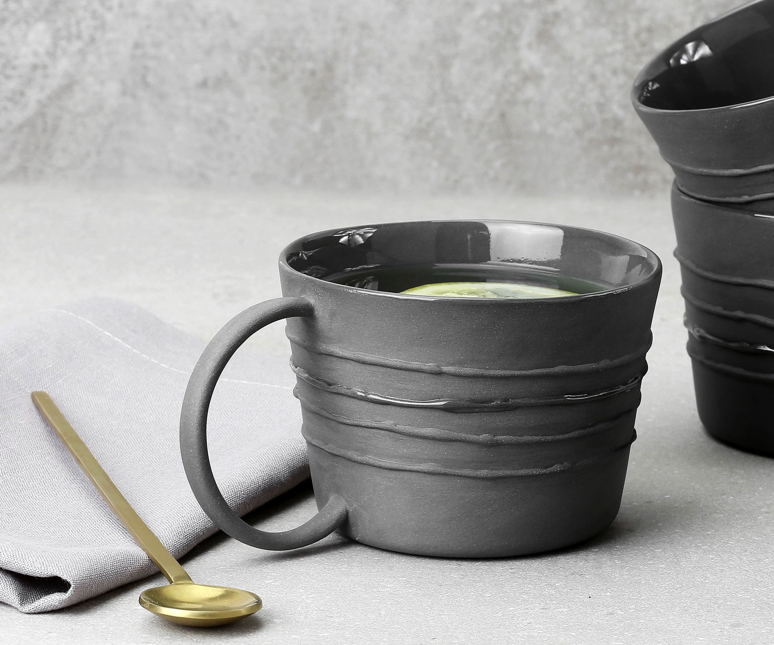 Black Matte Porcelain Mug. Handmade Ceramic Tea Mug. Porcelain Gray Mug ...