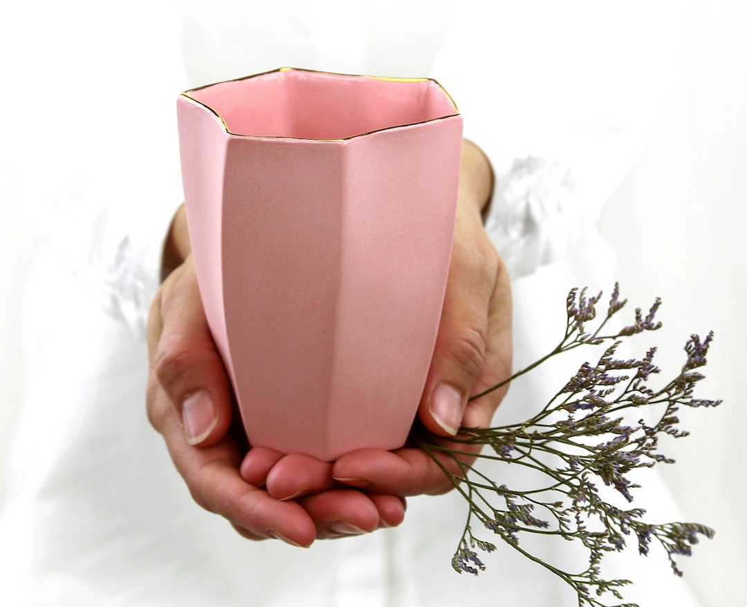 Porcelain Elegant Pink Tumbler. Ceramic Mug. Handmade Ceramic Mug. Pink ...
