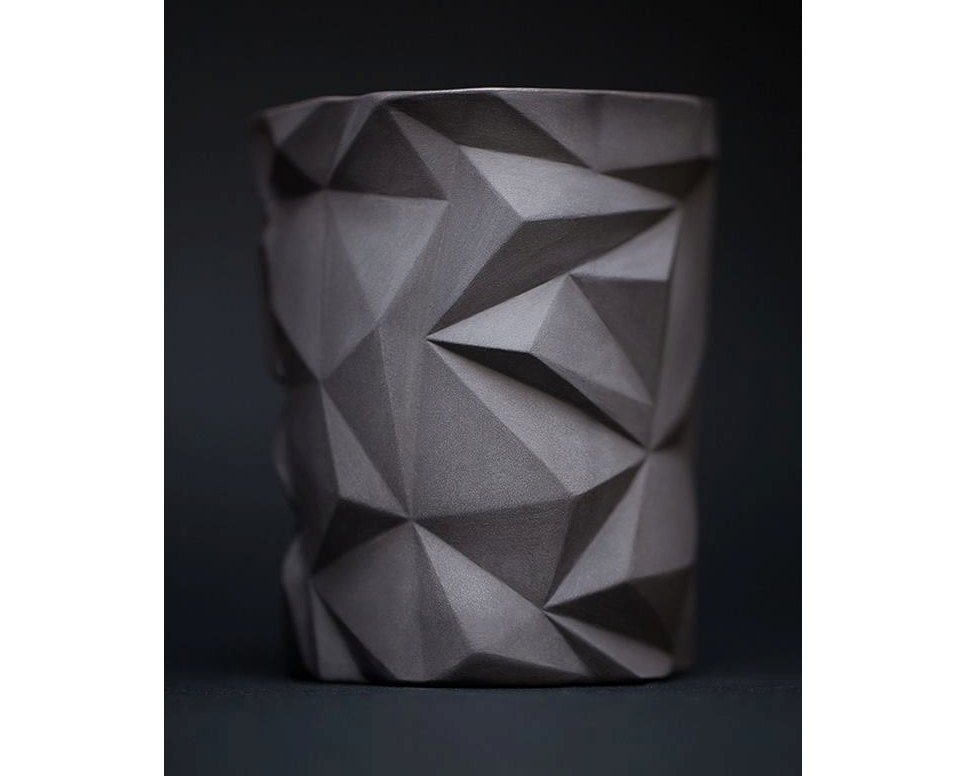 Handmade Mug. Gray Porcelain Geometric Minimalist Mug. Pencil | Etsy