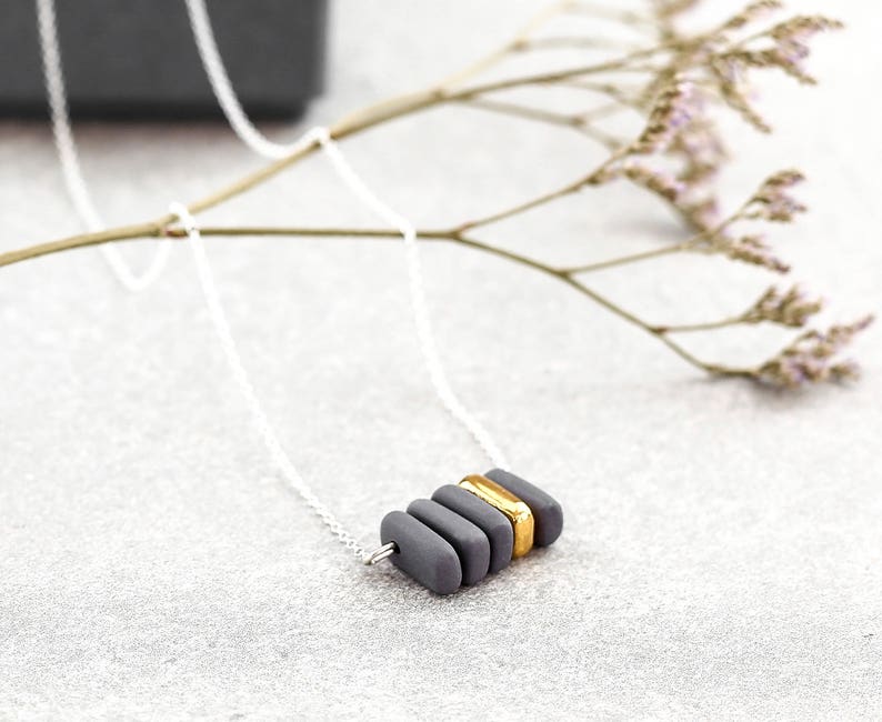 Minimalist Geometrical Abstract Jewel. Ceramic Thin Necklace. | Etsy