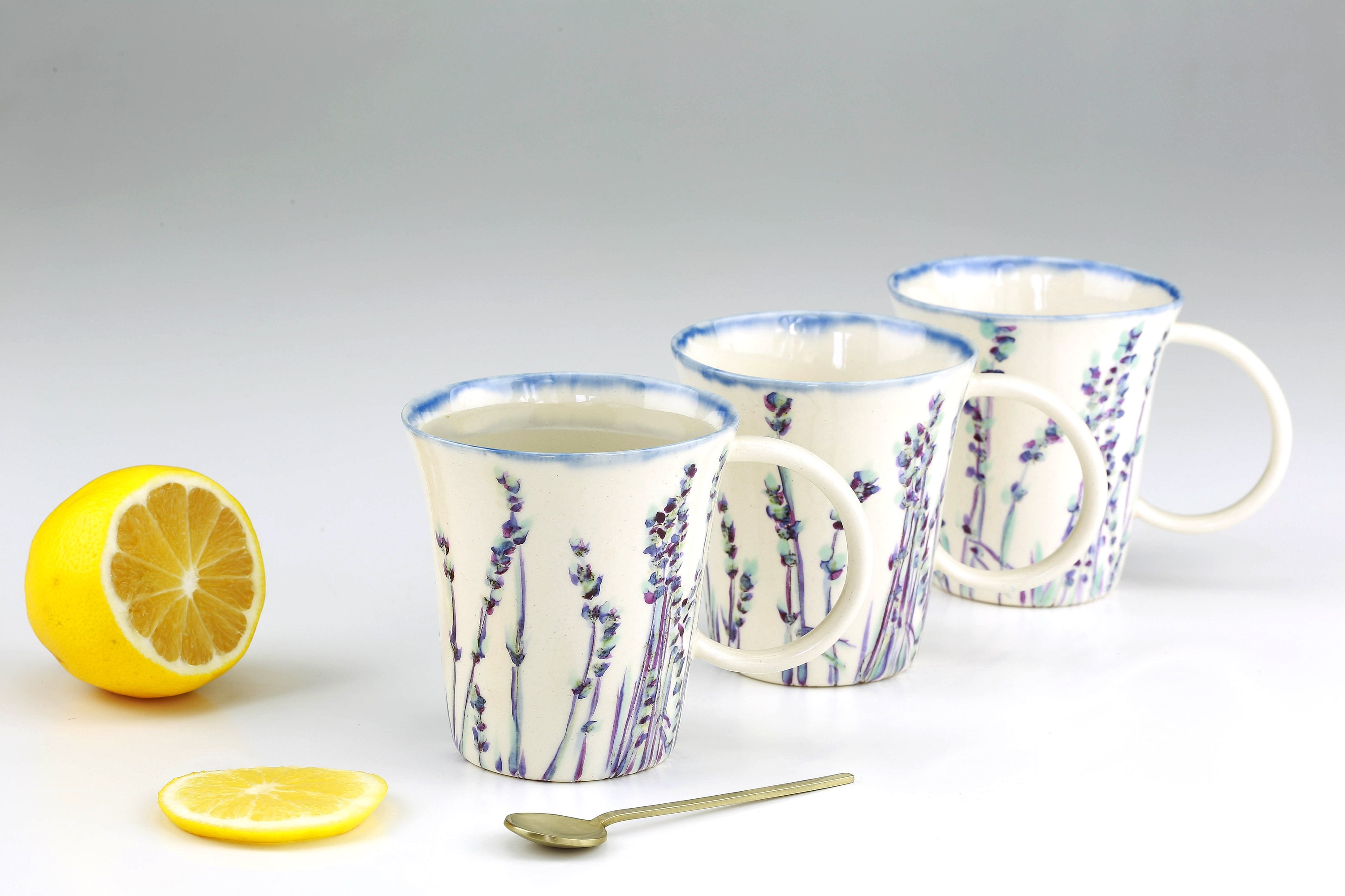 Handmade Ceramic Mug. Porcelain Lavender Romantic Tea Mug. Handpainted ...
