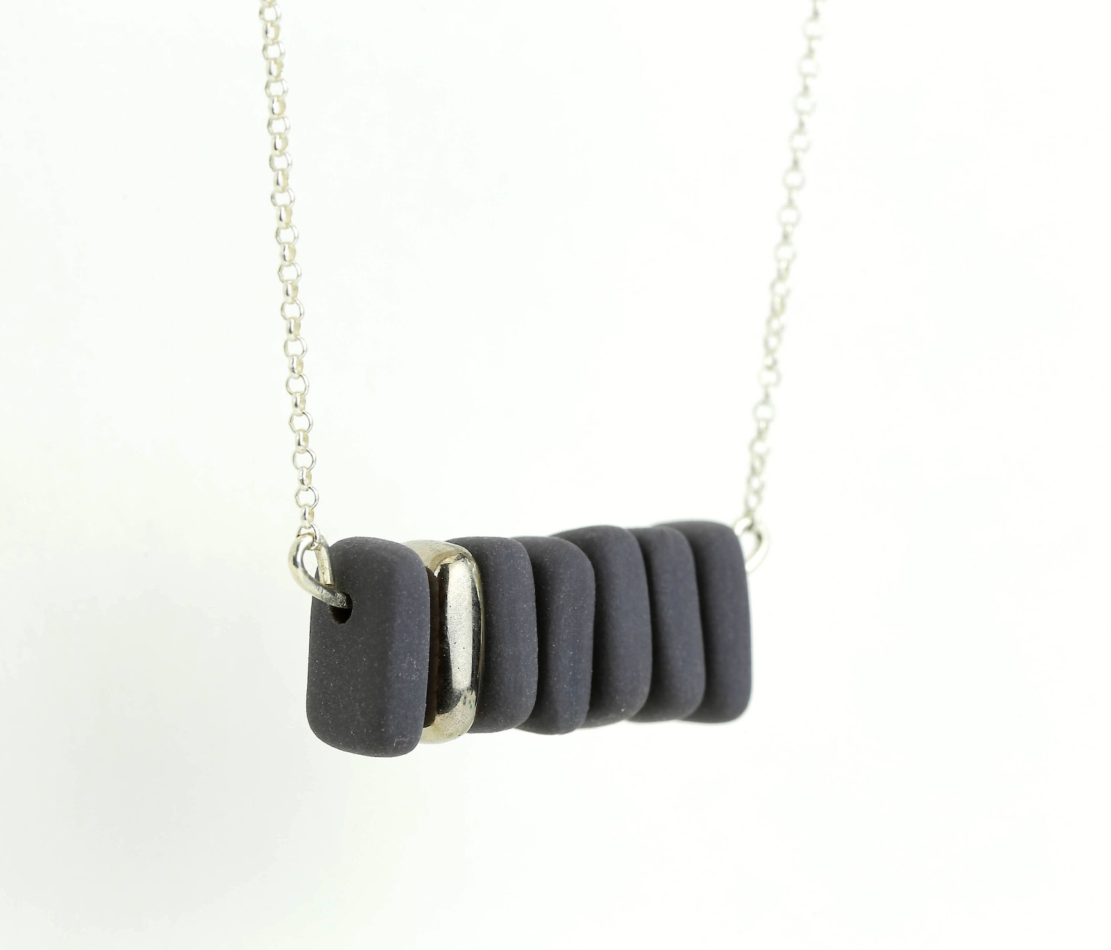 Minimalist Abstract Jewel. Ceramic Contemporary Thin Necklace ...