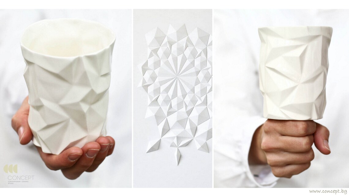 Origami Ceramic Mug. Minimalist Porcelain Mug.Triangle Minimal | Etsy