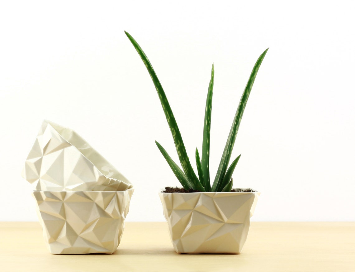 Origami Porcelain Planter.geometric Bowl.minimalist Handmade - Etsy