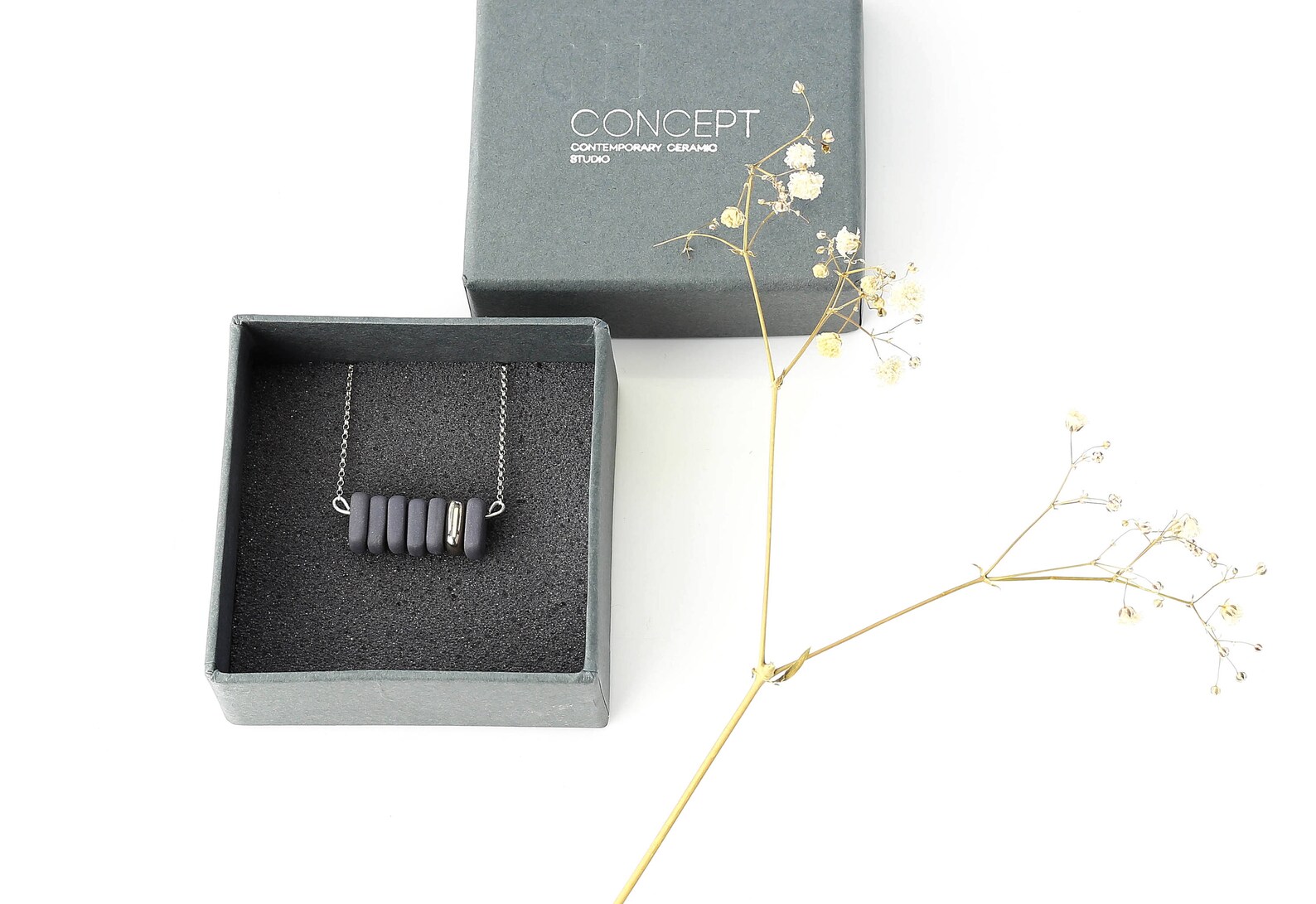 Minimalist Abstract Jewel. Ceramic Contemporary Thin Necklace ...