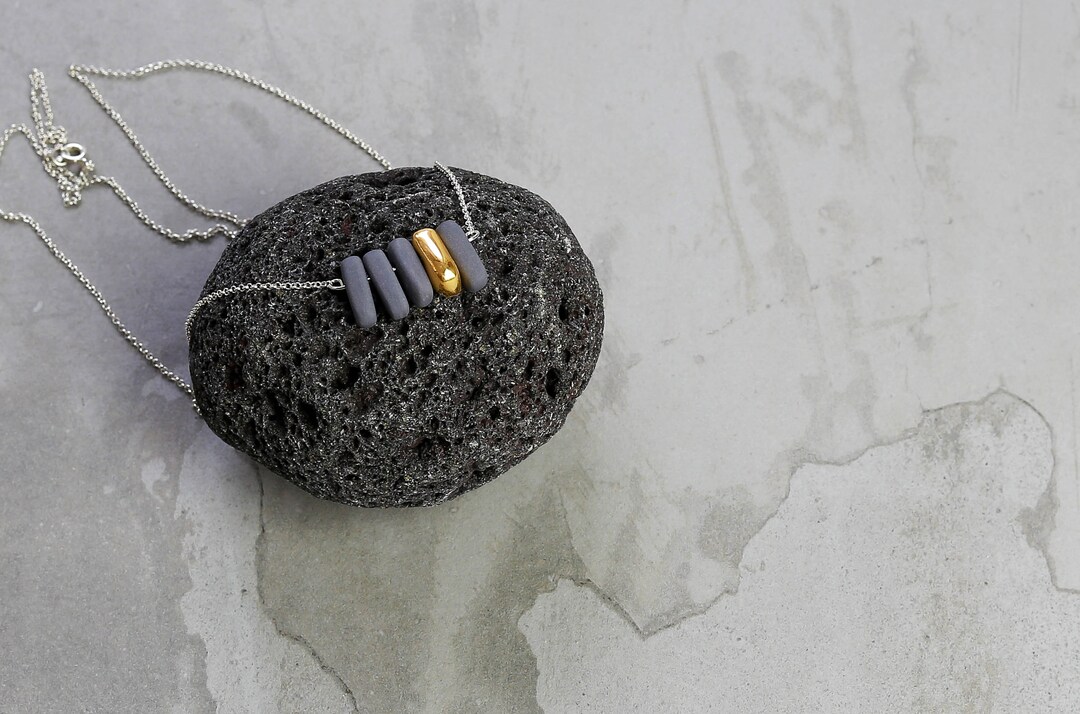 Minimalist Geometrical Abstract Jewel. Ceramic Thin Necklace. Porcelain ...