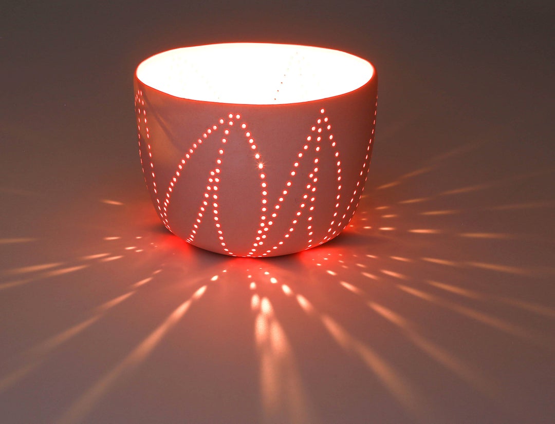 Ceramic Pink Bowl. Handmade Porcelain Bowl. Contemporary Tea Light ...