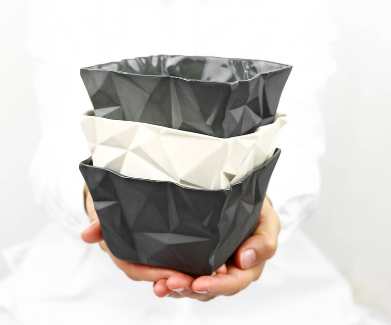 Origami Ceramic Bowl.minimalist Porcelain Bowl. Simple - Etsy