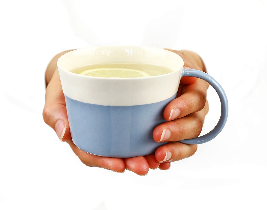 Handmade Blue Mug. Ceramic Coffee Cup. Porcelain Simple Tea Mug ...