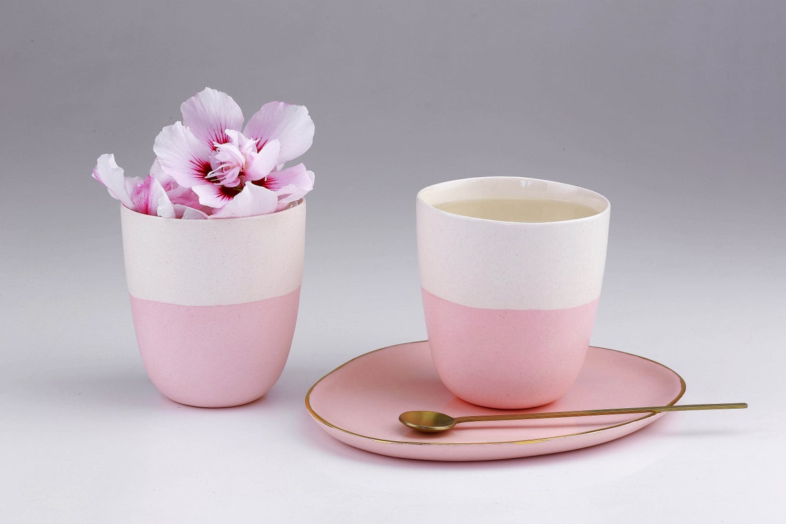 Pink Tumbler Ceramic Coffee Cup Porcelain Mugceramic - Etsy UK