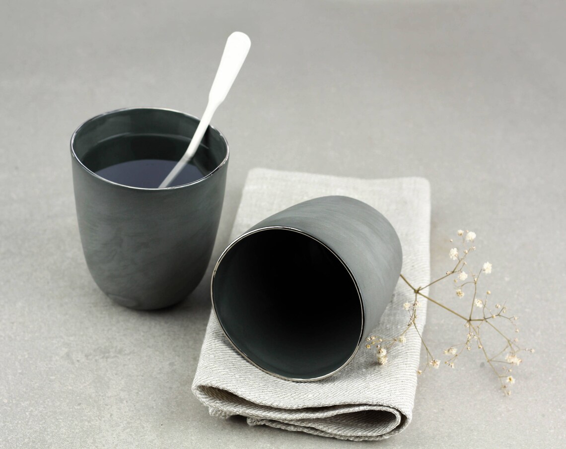 Gray Tumbler Ceramic Coffee Cup Porcelain CupCeramic | Etsy