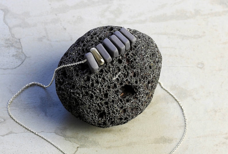 Minimalist Abstract Jewel. Ceramic Contemporary Thin Necklace ...