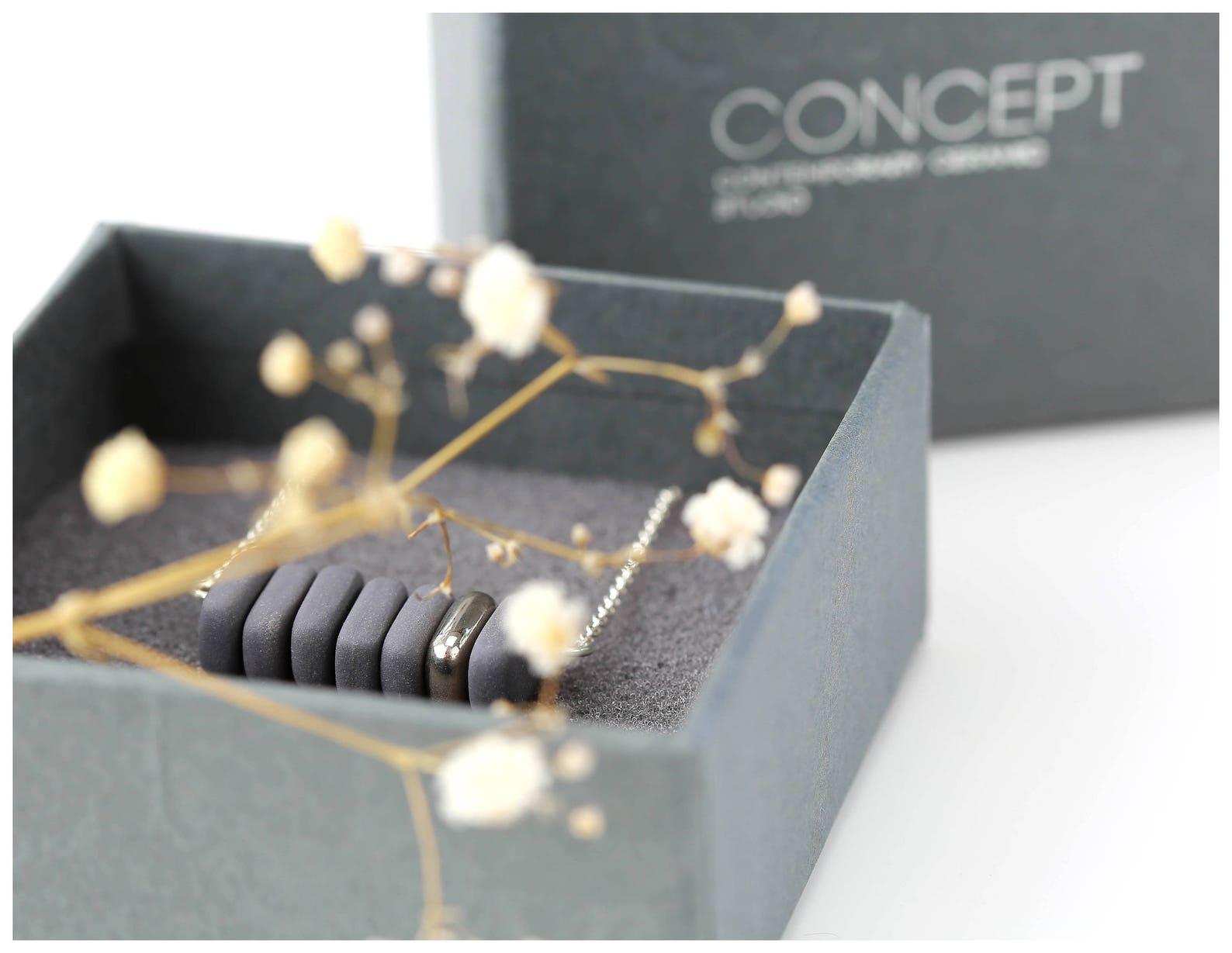 Minimalist Abstract Jewel. Ceramic Contemporary Thin Necklace ...