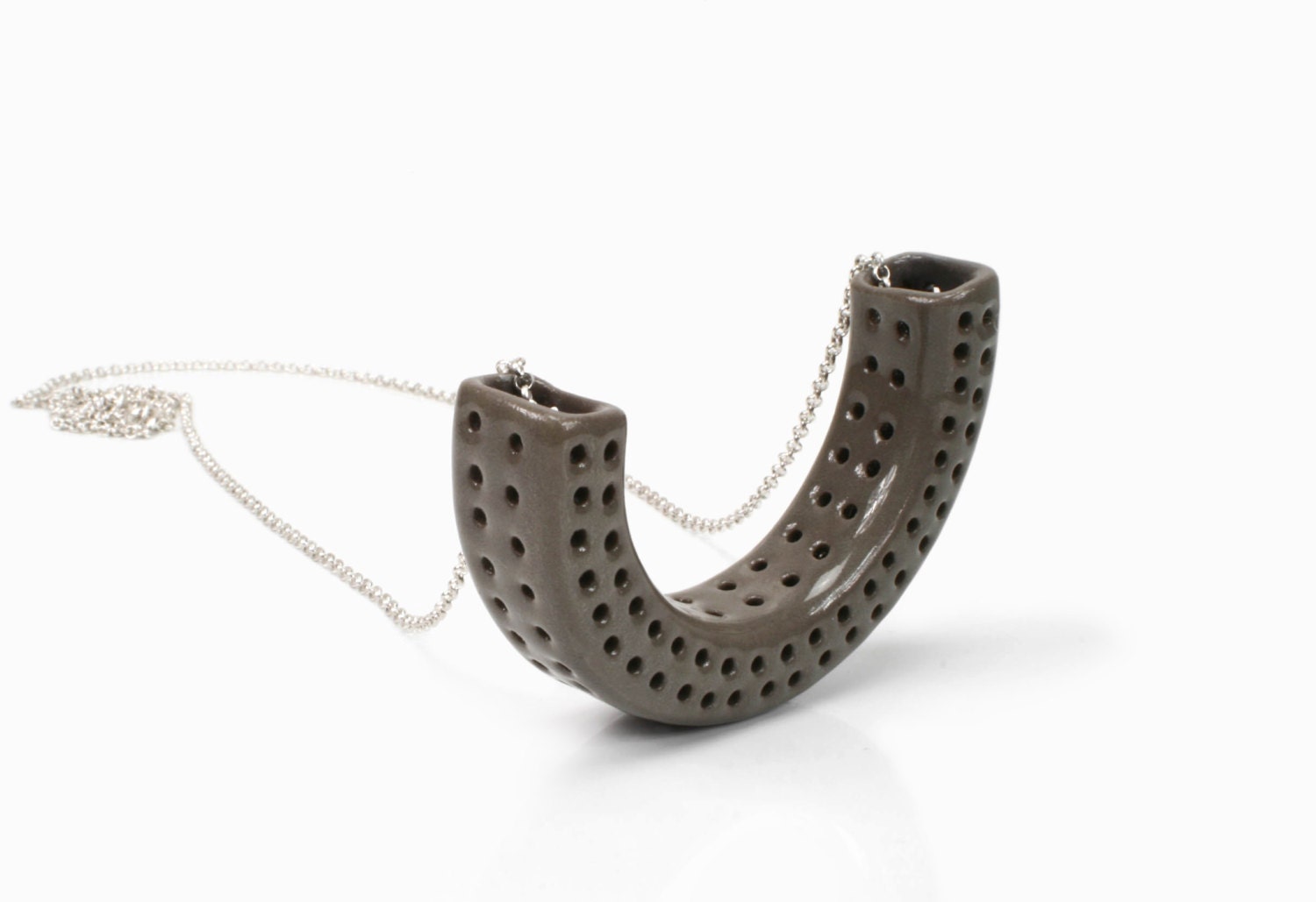 Grey Porcelain Jewelry With Feminine Sound. Handcrafted Minimalist ...