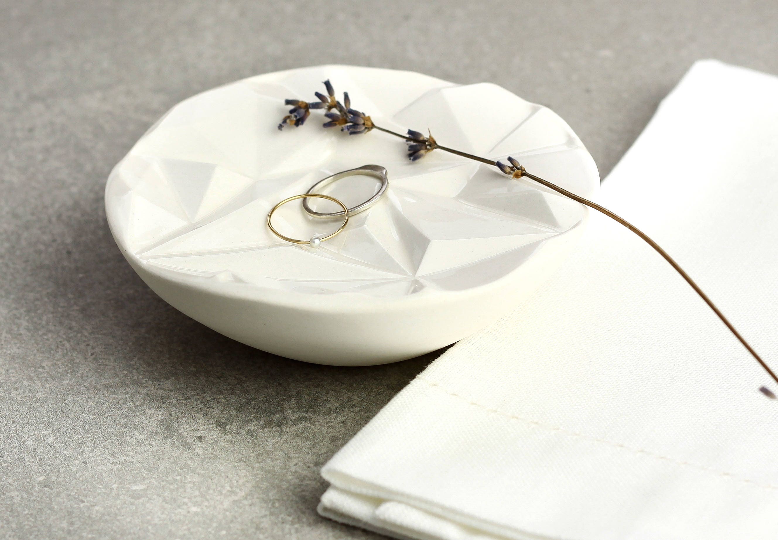 Geometric Porcelain Ring Dish.handmade Ceramic Minimalist - Etsy