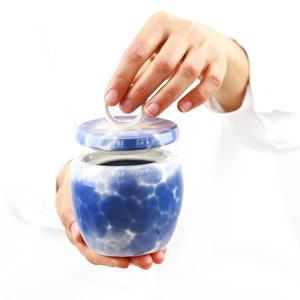 Porcelain Polka Blue Dots Container. Handmade Ceramic Sugar Basin ...