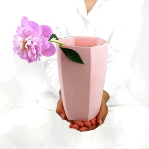 Geometric Minimalist Pink Porcelain Vase.handmade Contemporary Ceramic ...