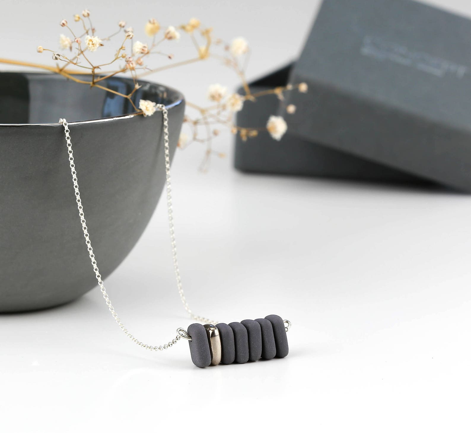 Minimalist Abstract Jewel. Ceramic Contemporary Thin Necklace ...