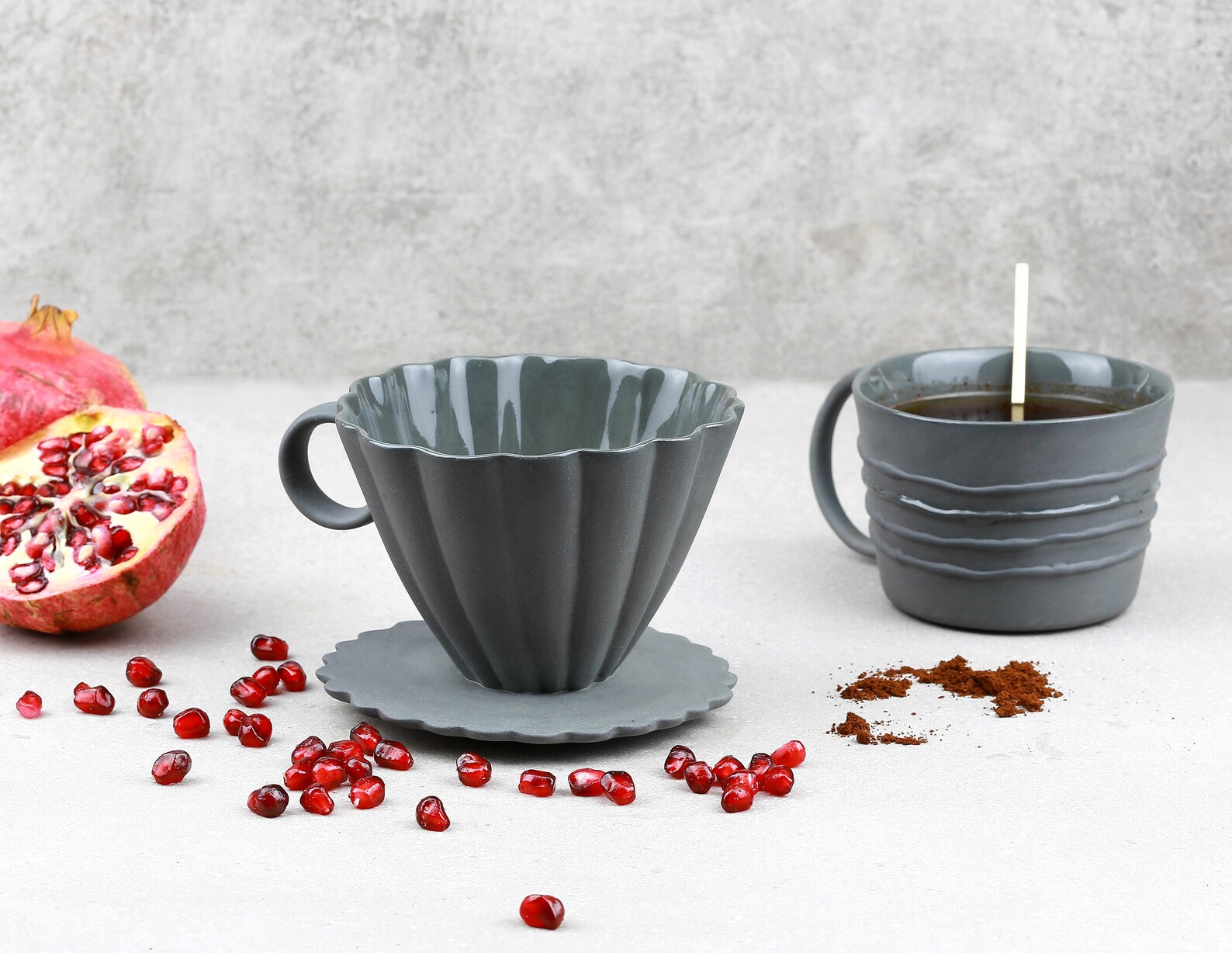 Pourover Coffee Cone. Contemporary Gray Porcelain Slow Coffee - Etsy