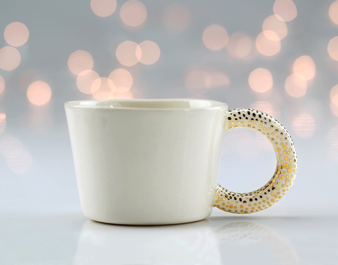 Porcelain Dot Gold Mug. Handmade Ceramic Coffee Mug. Coffee Lovers ...