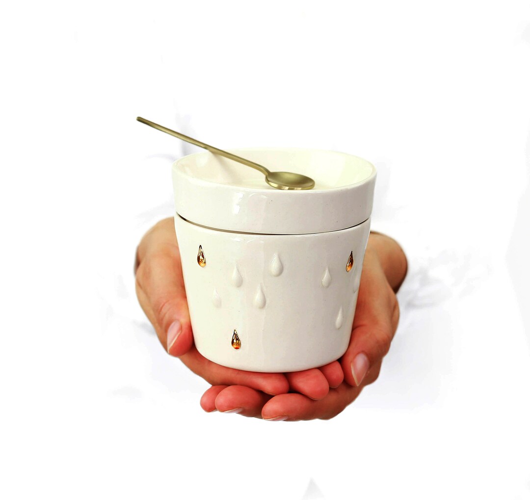 Handmade Ceramic Sugar Basin. Porcelain Dainty Sugar Bowl. Modern Jar ...