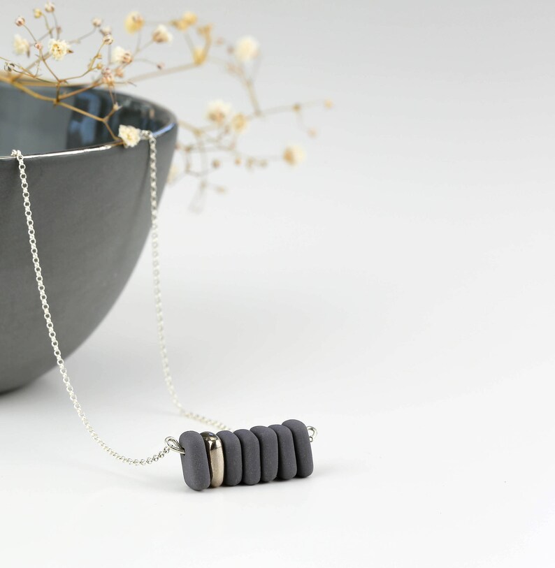 Minimalist Abstract Jewel. Ceramic Contemporary Thin Necklace ...