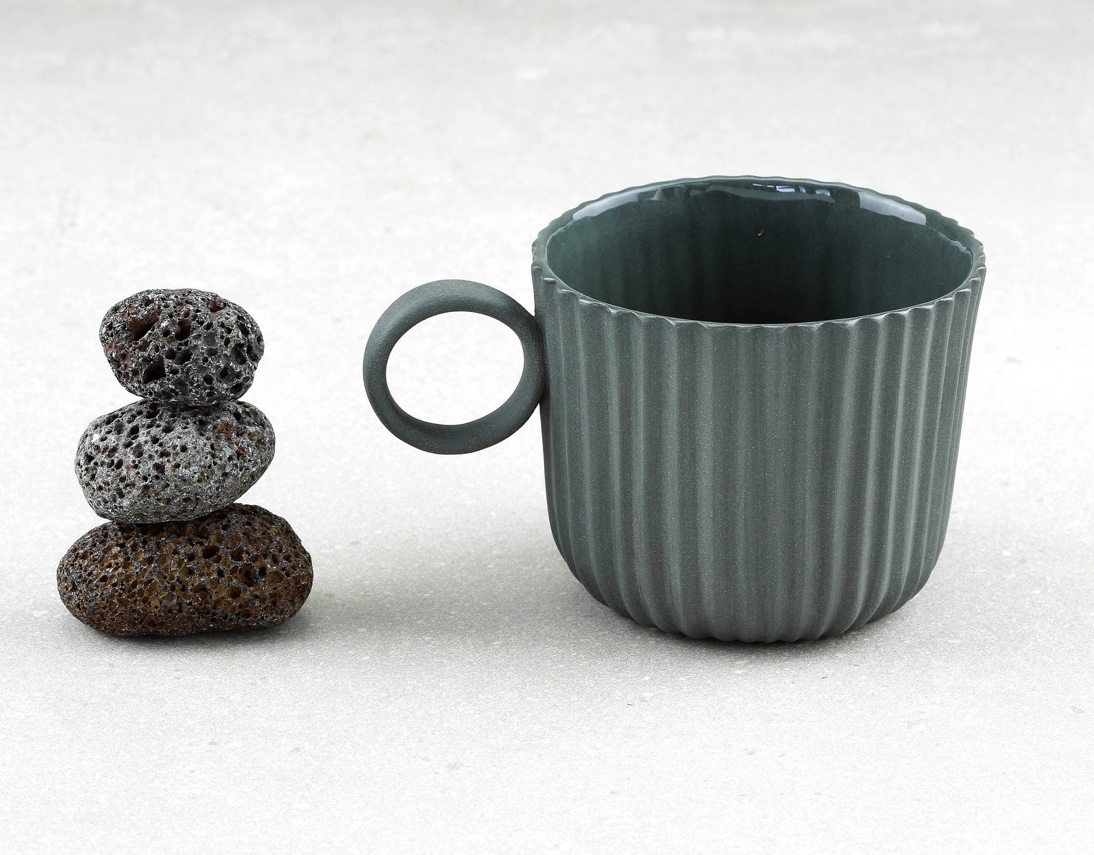 Porcelain Geometric Black Mug.handmade Ceramic Cup.minimalist | Etsy