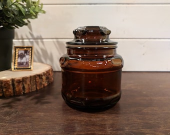 Amber glass jar | Etsy