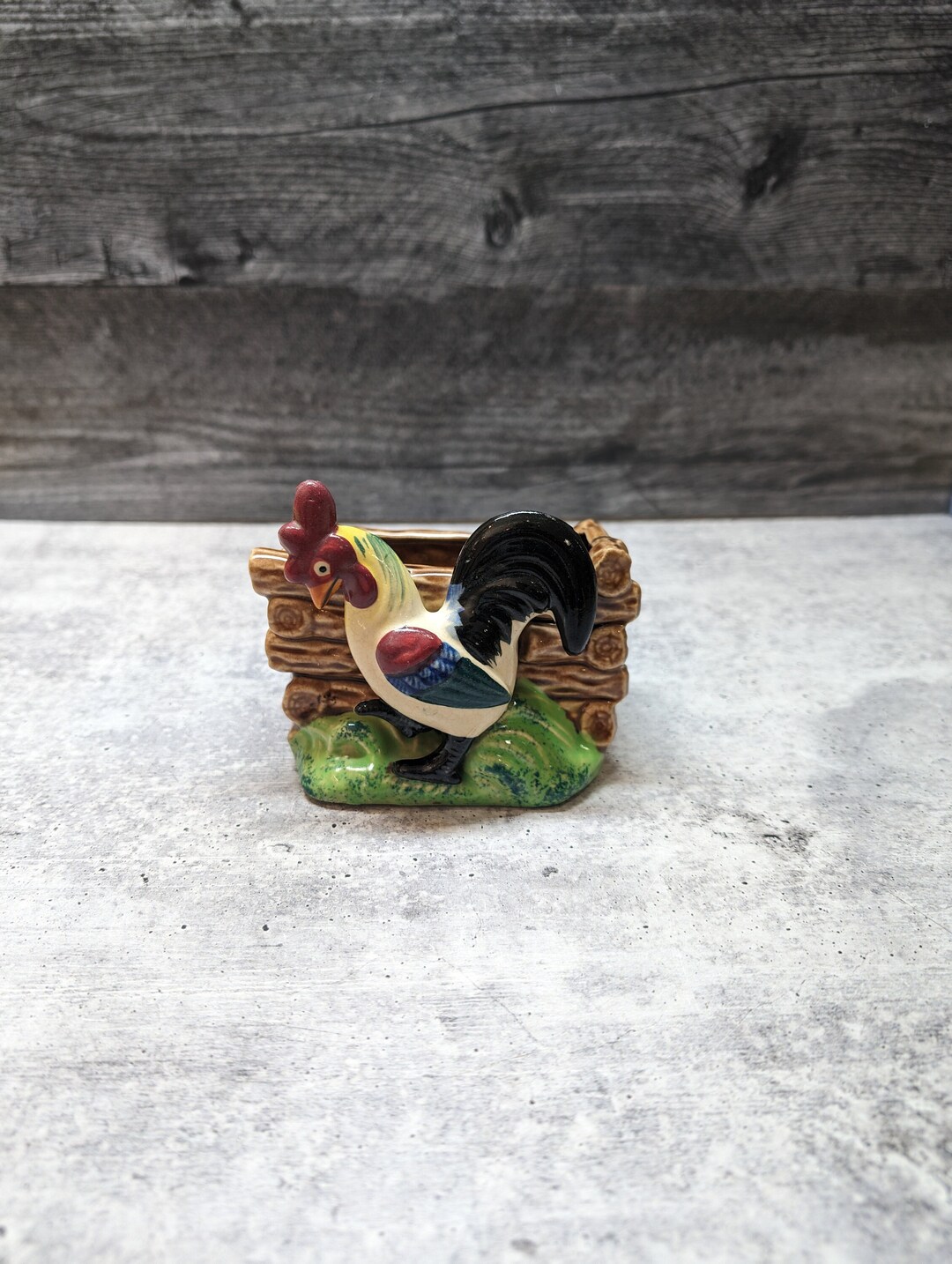 Vintage Florart Hand Crafted Small Rooster Ceramic Indoor Planter ...