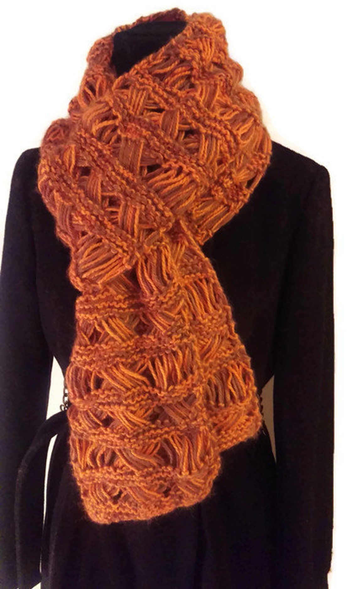 Orange Scarf, Brown Scarf, Multicolor Scarf, Orange and Brown Scarf ...