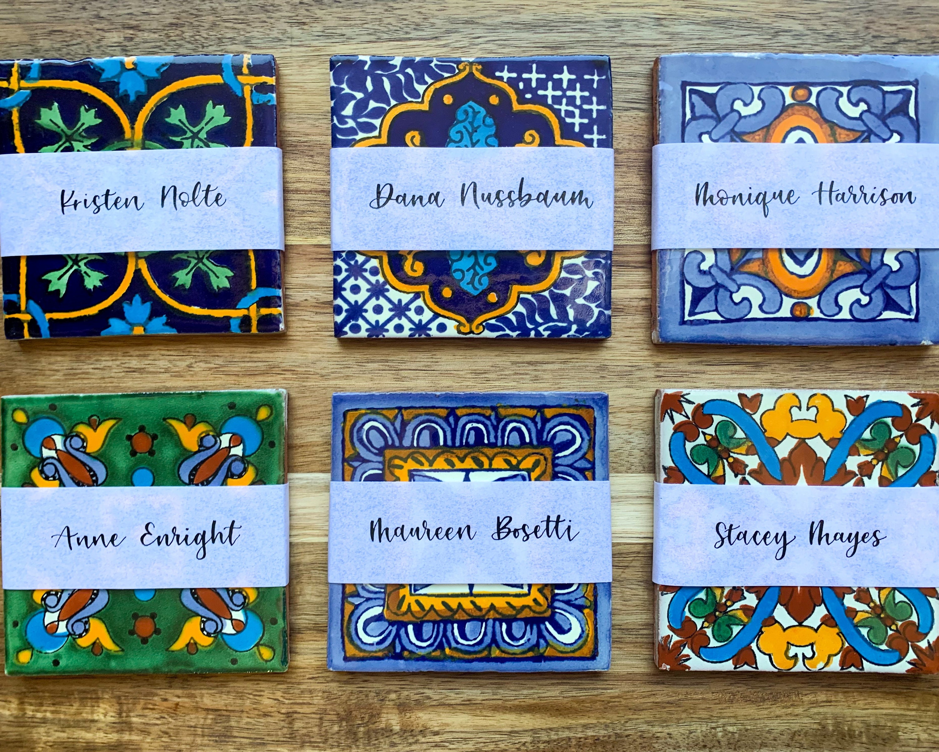 Spanish Tile Place Cards Talavera Tile Place Cards Calligraphy Name ...