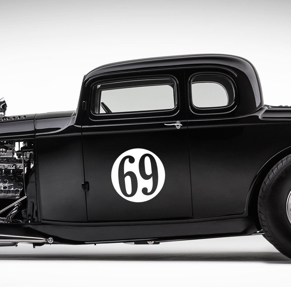 Custom Classic Rally Racing Vintage Door and Hood Circle Number ...