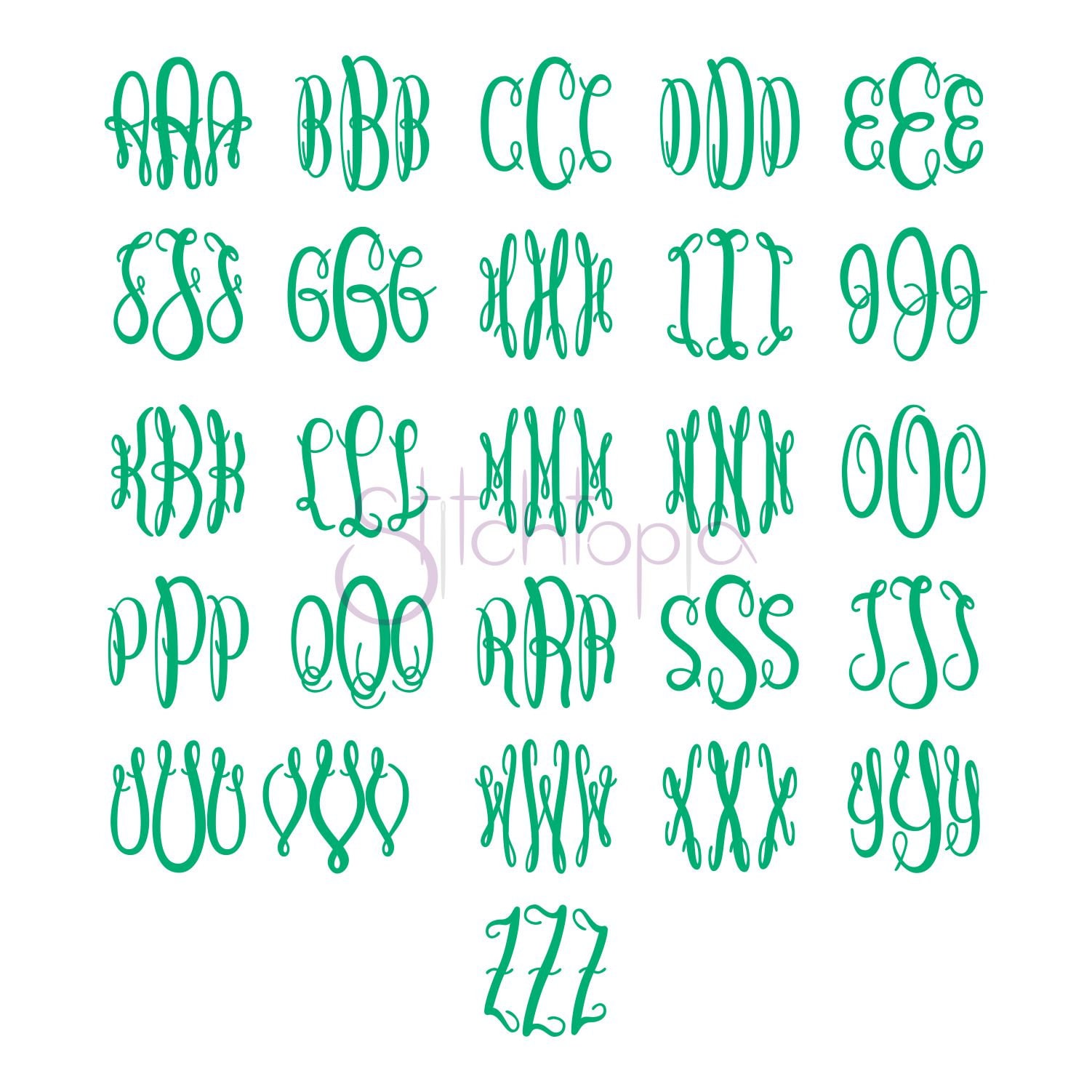EMBROIDERY Monogram Font Bundle 2 10 Machine Embroidery - Etsy