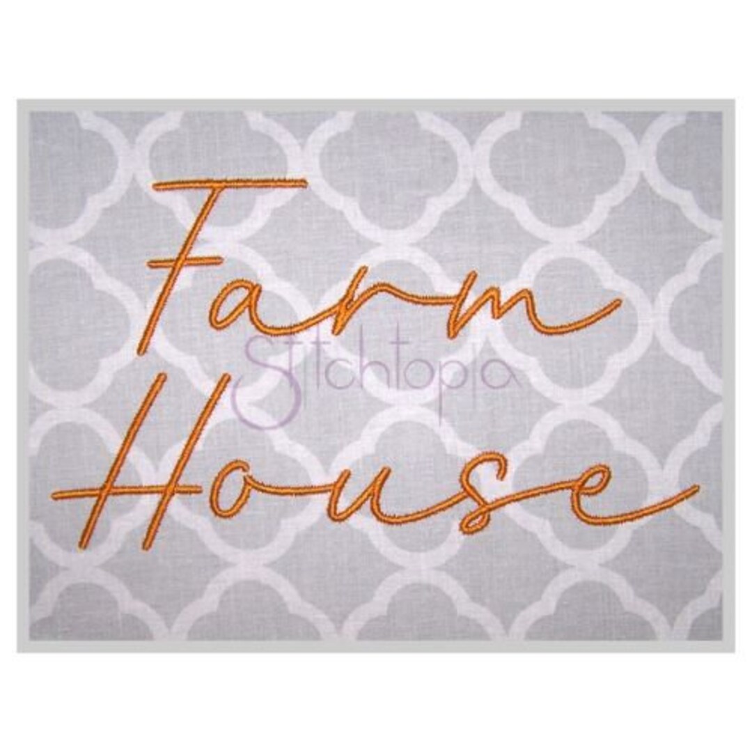 Farm House #1 Embroidery Font 1" 1.25" 1.5" 2" 2.5" Formats: Bx Dst Exp ...
