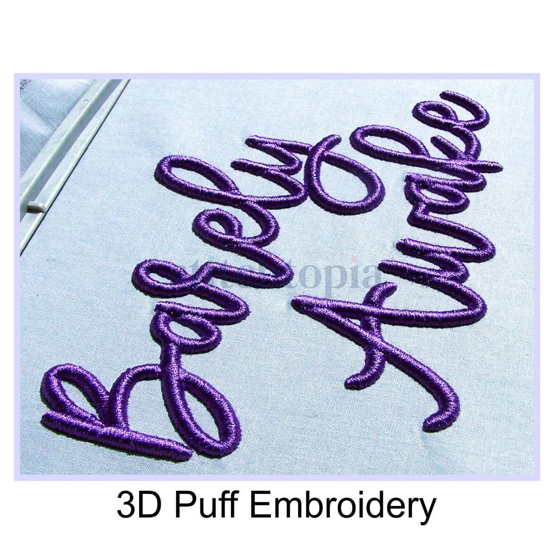 Barely Awake 3D PUFF Embroidery Font 2" 2.5" 3" Formats Bx Dst Exp Hus ...