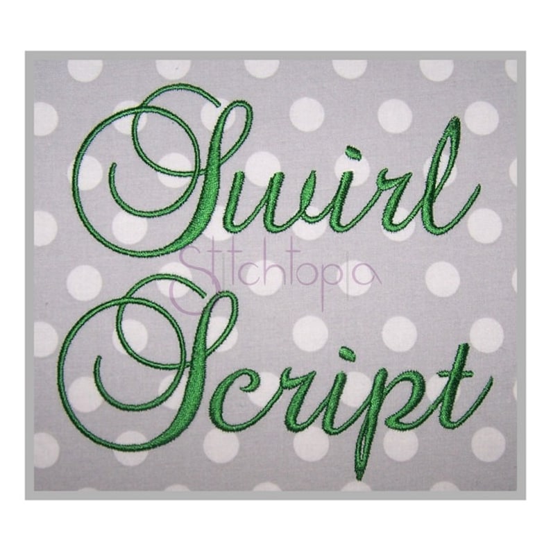 Swirl Script Embroidery Font 1" 1.25" 1.5" 2" 2.5" - Formats: Bx Dst ...