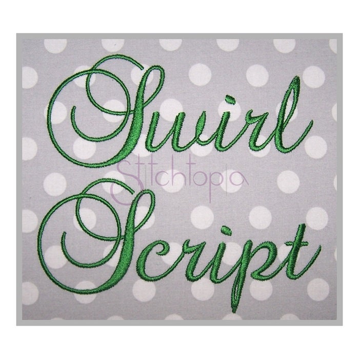 Swirl Script Embroidery Font 1" 1.25" 1.5" 2" 2.5" - Formats: Bx Dst ...