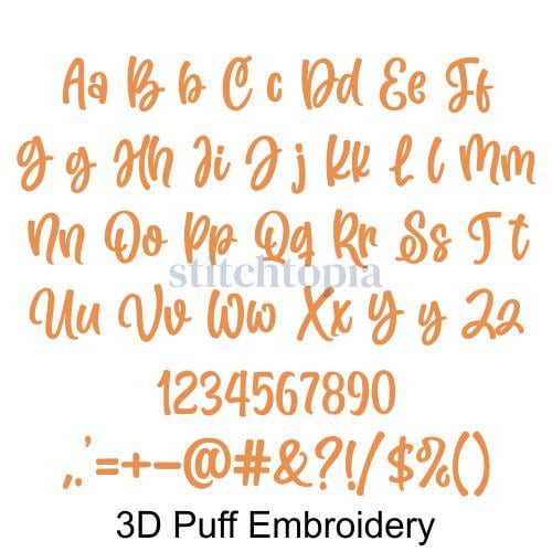 3D PUFF Script Embroidery Font Bundle #1 - 10 Embroidery Fonts - 5 ...