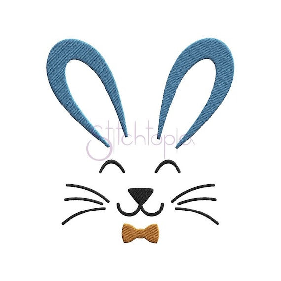 Bunny Face Boy Embroidery Design 6 Sizes Formats: Dst Exp | Etsy