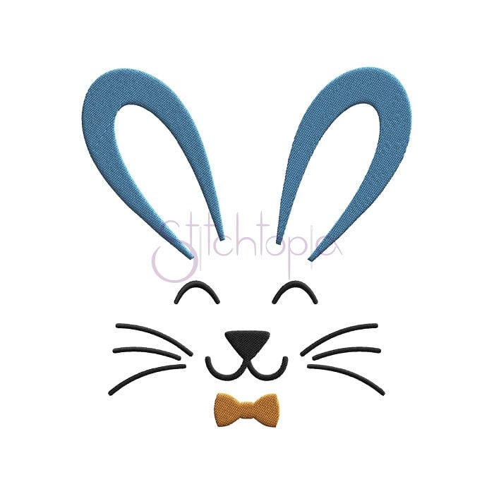 Bunny Face Boy Embroidery Design 6 Sizes Formats: Dst Exp Hus Jef Pes ...