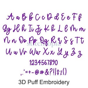 3D PUFF Script Embroidery Font Bundle #1 - 10 Embroidery Fonts ...
