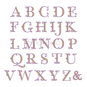 Victorian Filled Monogram Font Set - 4" 4.5" 5" 6" 7" - Machine ...