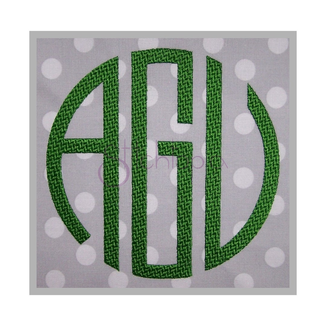 Circle Round Monogram Embroidery Font Thin 3″ 4" 5" 6" 7" 8"- Formats ...