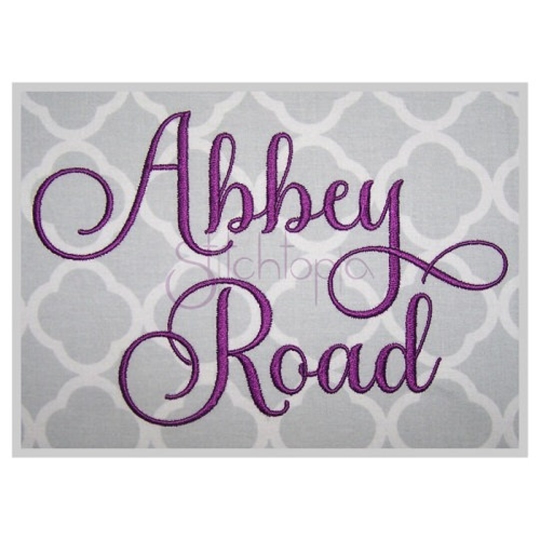 Abbey Road #2 Embroidery Font 3" 3.5" 4" 5" 6" Formats: Bx Dst Exp Hus ...