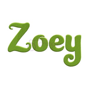 Zoey Filled Embroidery Font - Sizes .75" 1" 1.25" 1.5" 2" 2.5 ...