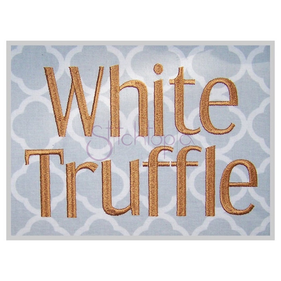 White Truffle Embroidery Font .75" 1" 1.25" 1.5" 2" Formats: Bx Dst Exp ...